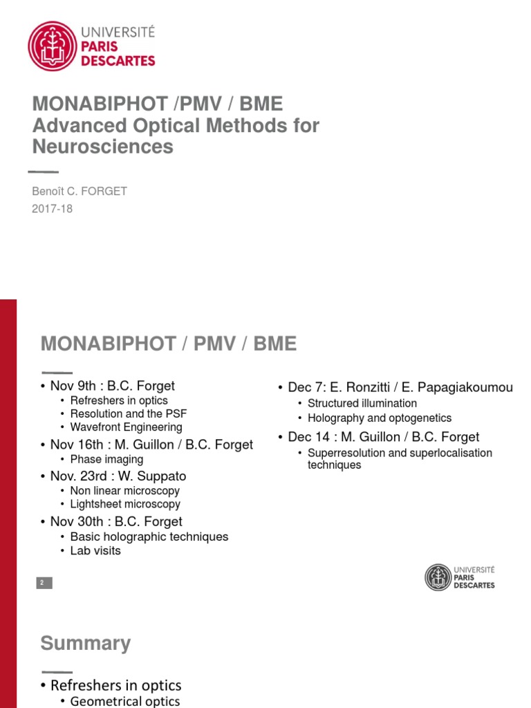 Monabiphot /PMV / Bme Advanced Optical Methods For Neurosciences | PDF ...