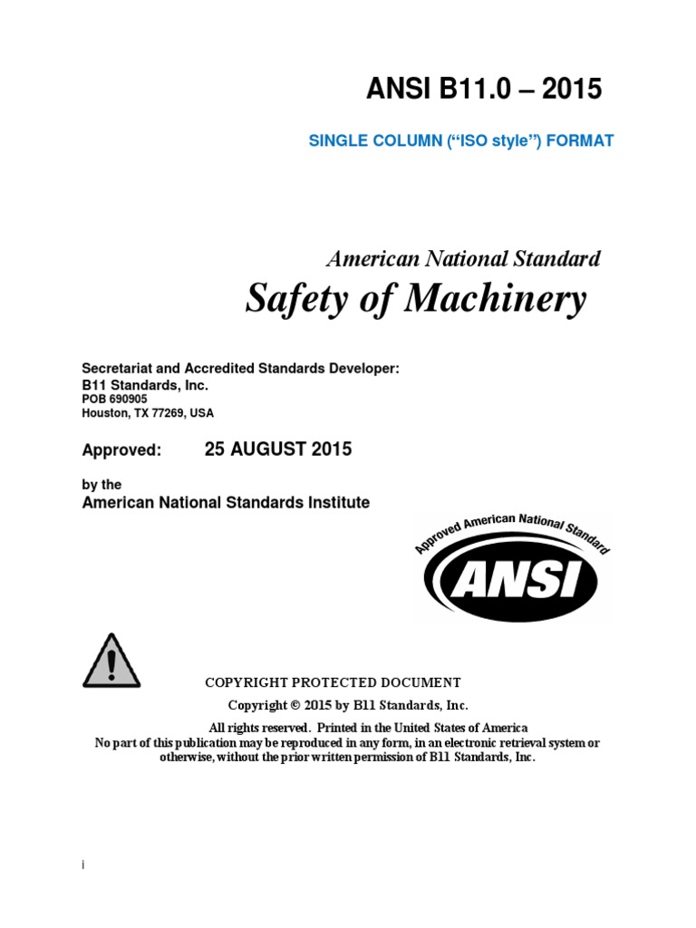 Safety of Machinery: ANSI B11.0 – 2015 | Risk Management | Risk