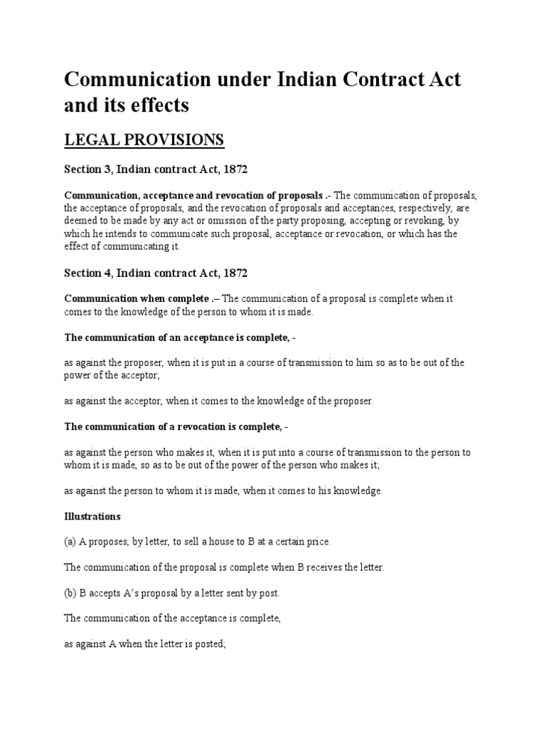 Communication in Indian Contract Law | PDF | Offer And Acceptance ...