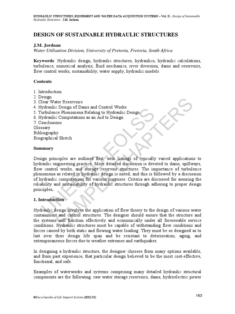 Unesco-Eolss Sample Chapters: Design of Sustainable Hydraulic Structures | PDF | Spillway | Dam
