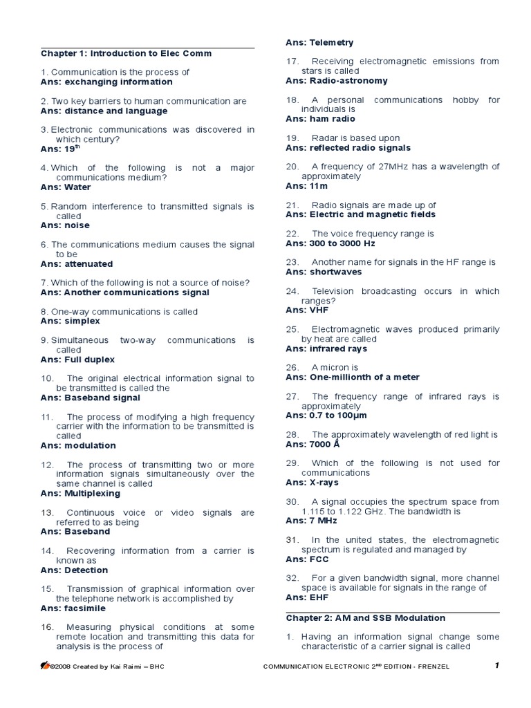 ©2008 Created by Kai Raimi - BHC Communication Electronic 2 Edition - Frenzel | PDF | Frequency ...