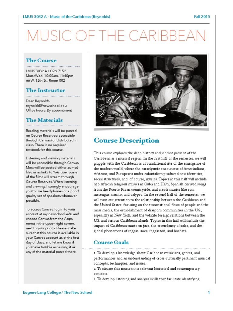Music of The Caribbean: Course Description | PDF | Entertainment ...