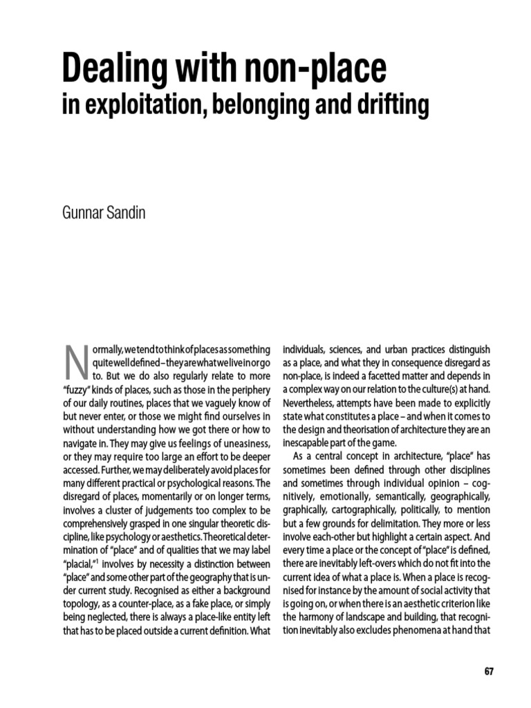 Dealing With Non-Place: in Exploitation, Belonging and Drifting | PDF ...