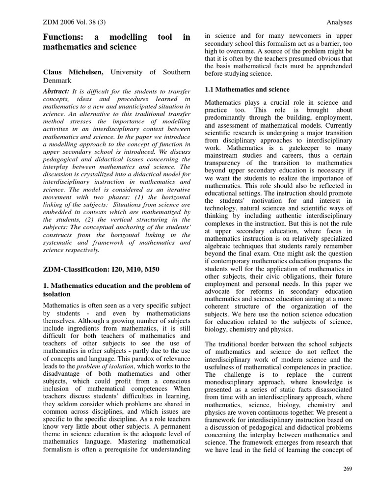 Functions: A Modelling Tool in Mathematics and Science: Claus Michelsen ...