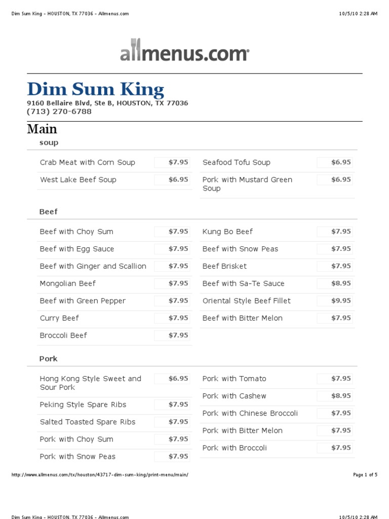 Dim Sum King Menu | Download Free PDF | Dumpling | Eating Behaviors Of ...