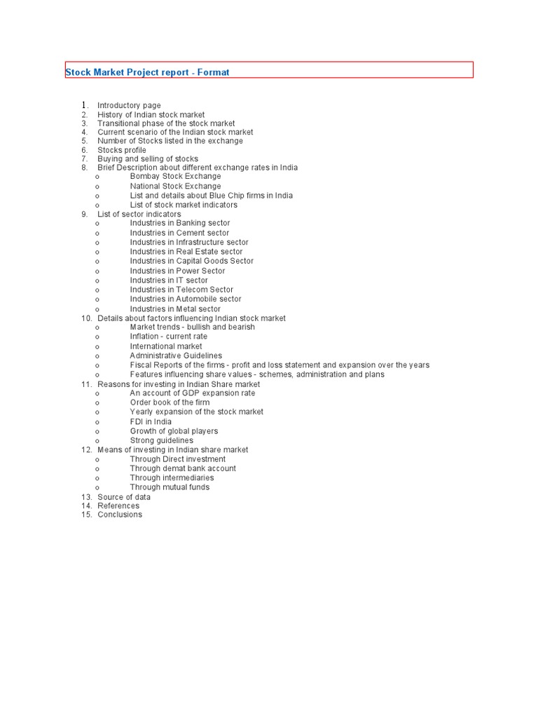 Stock Market Project Report | PDF