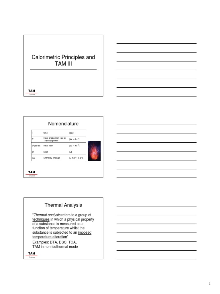 Calorimetric Principles and Tam Iii: Nomenclature | PDF | Differential ...