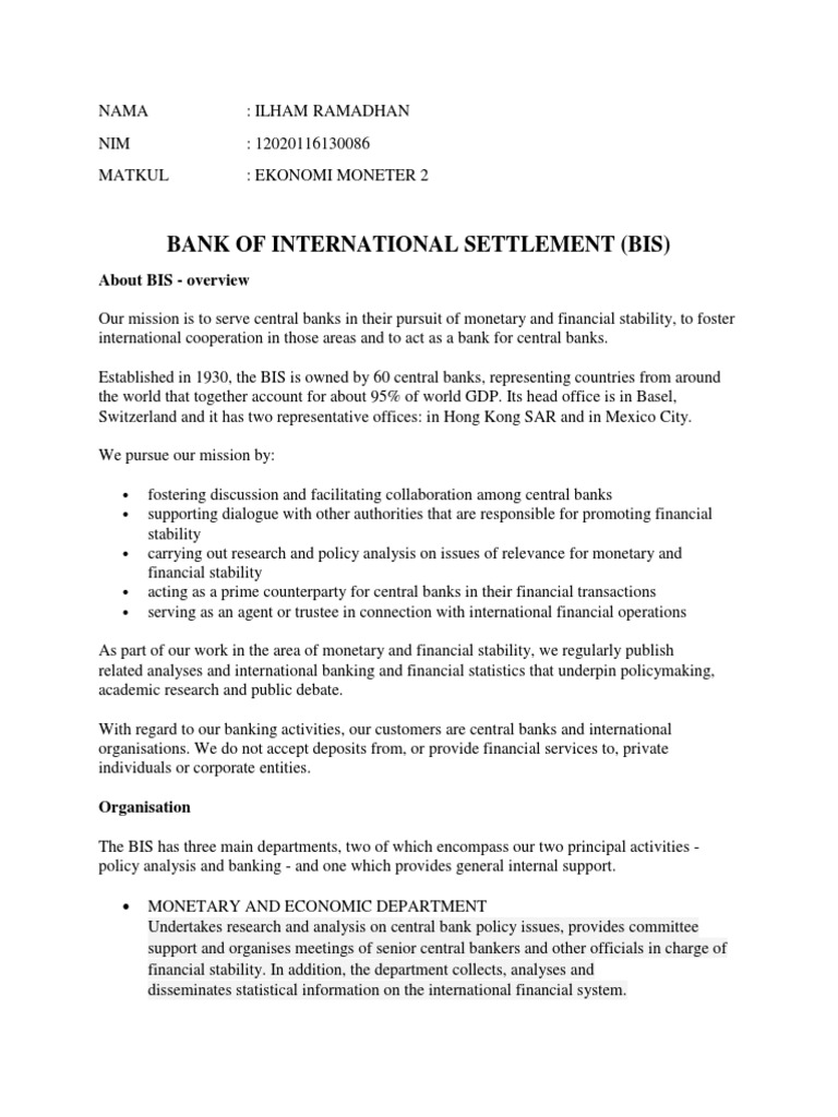 Bank of International Settlement (Bis) | PDF | Bank For International ...