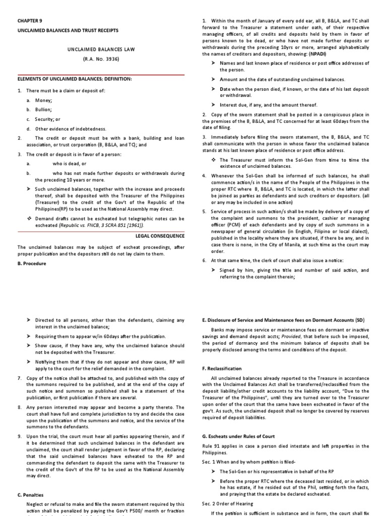 Requirements, Procedures, and Implications of the Unclaimed Balances ...