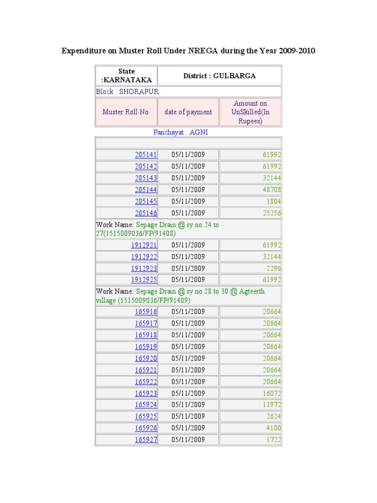 NREGA Expenditure Report 2009-10 Karnataka | PDF | Business