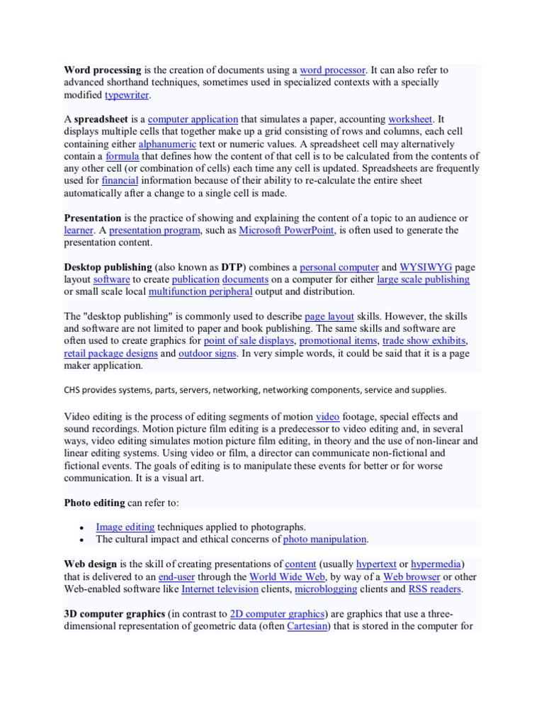 Word Processing Is The Creation of Documents Using A Word Processor ...