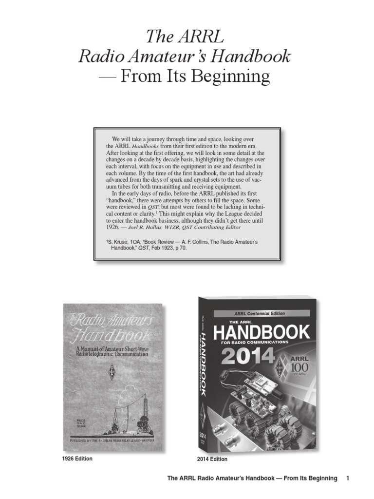 The Arrl Radio Amateur's Handbook - From Its Beginning | PDF | Radio ...