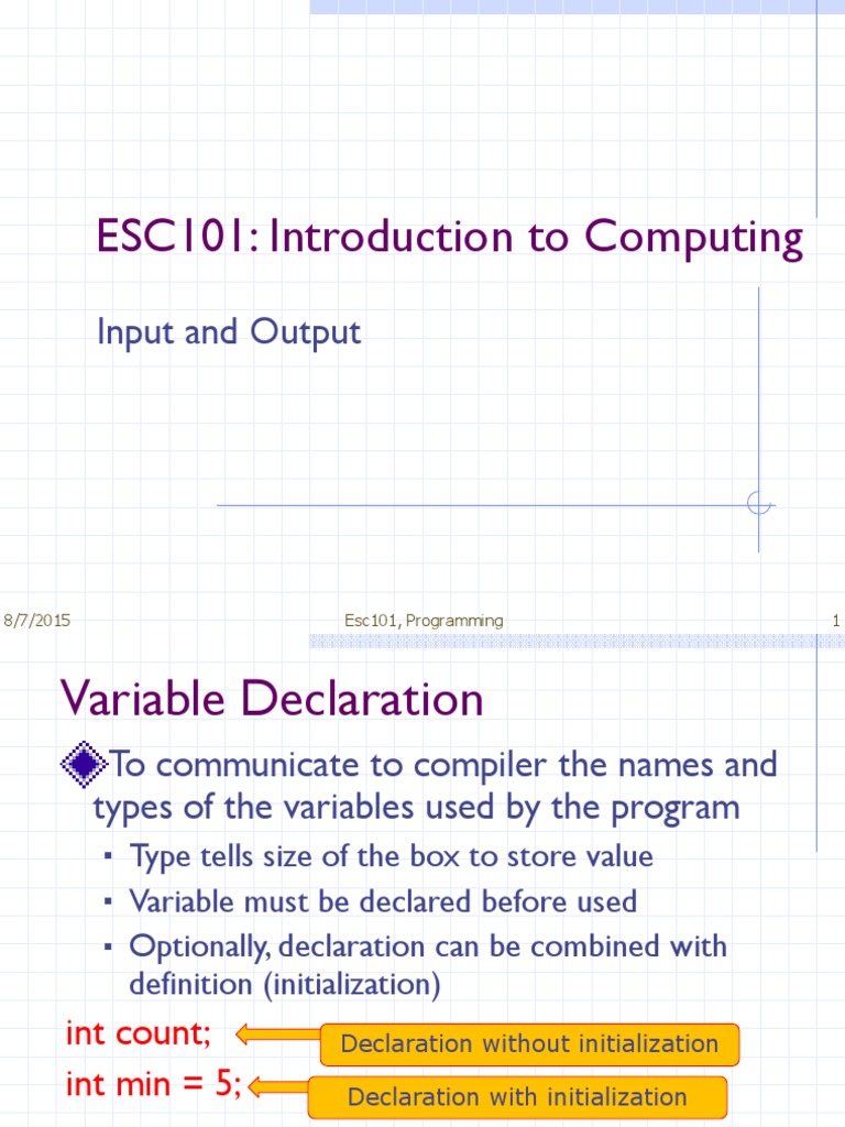 ESC101: Introduction To Computing: Input and Output | PDF | Computer ...