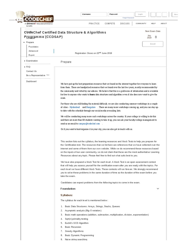 Codechef Certified Data Structure & Algorithms Programme (Ccdsap) | PDF | Algorithms And Data ...