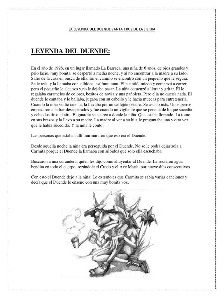 La Leyenda Del Duende Santa Cruz de La Sierra | PDF
