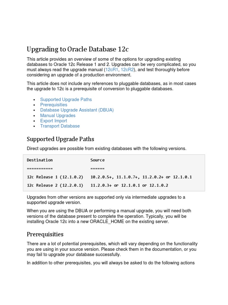 Upgrading | PDF | Oracle Database | Sql