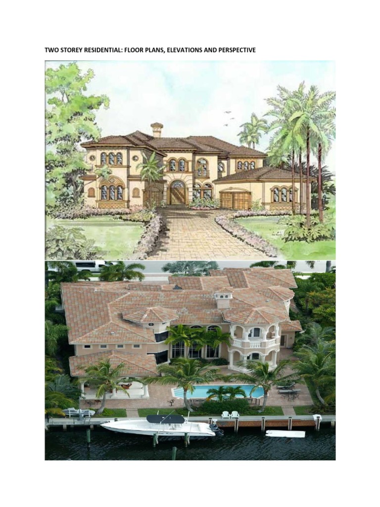 Two Storey Residential: Floor Plans, Elevations and Perspective | PDF