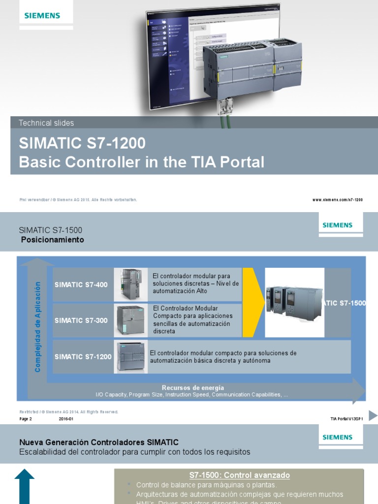 SIMATIC S7-1200 Basic Controller in The TIA Portal: Technical Slides | PDF | De entrada y salida ...