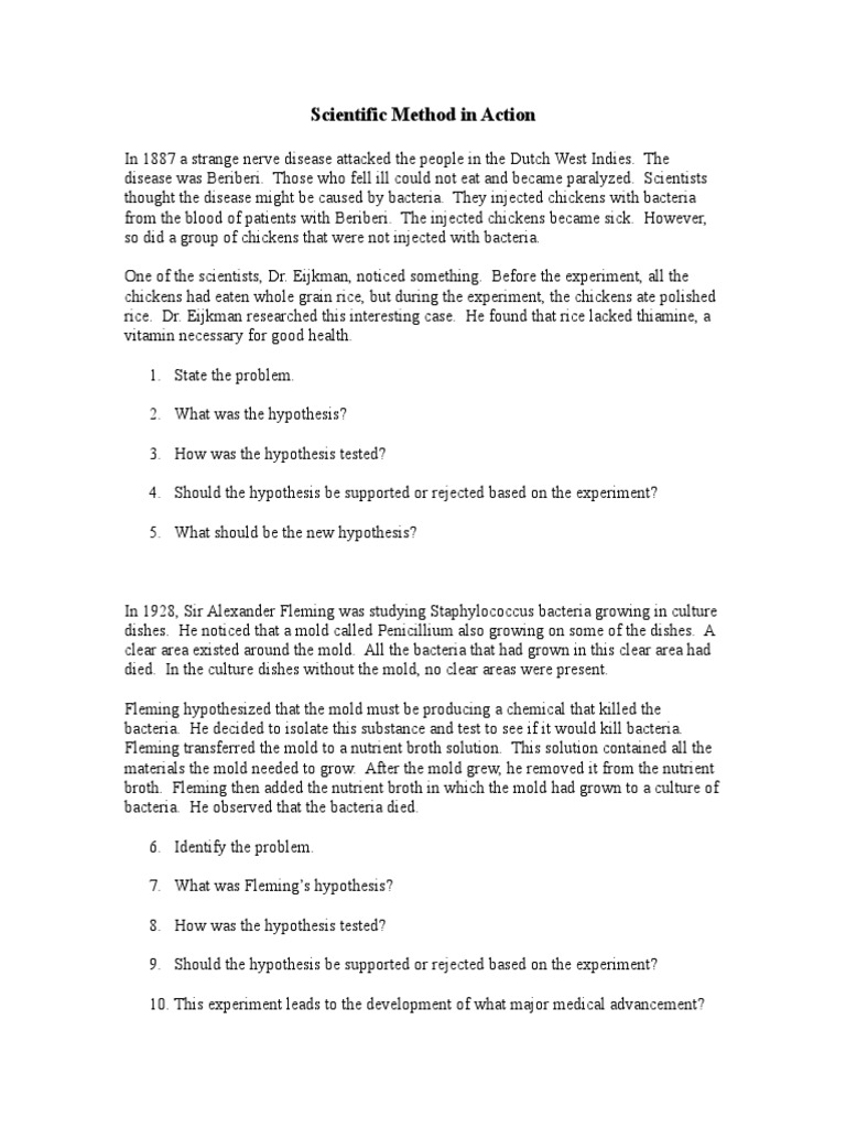 Scientific Method Case Studies: Beriberi & Penicillin | PDF