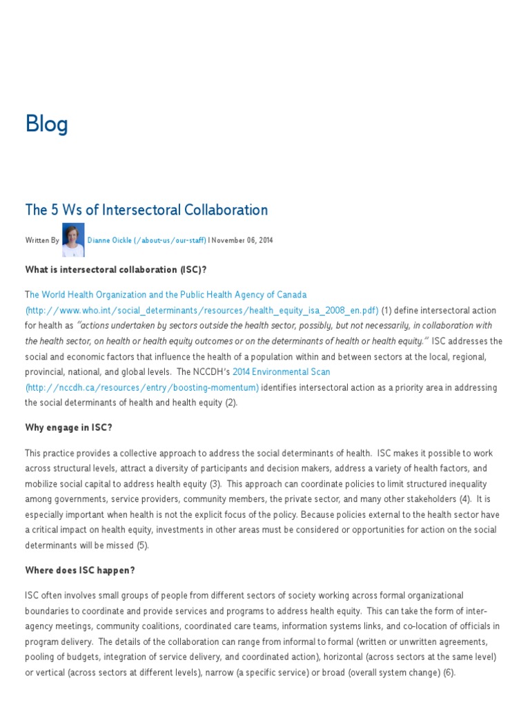 The 5 Ws of Intersectoral Collaboration | PDF | Health Equity | Community