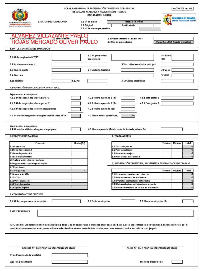 Instructivo Formulario Trimestral | PDF | Business