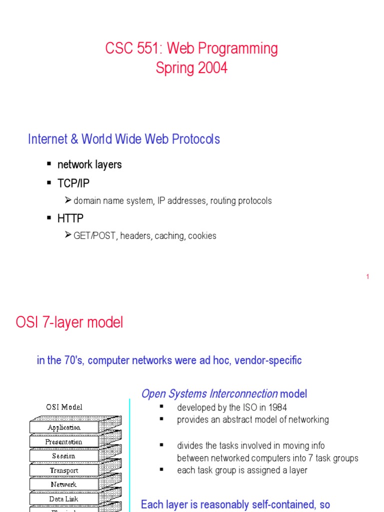 CSC 551: Web Programming Spring 2004: Internet & World Wide Web Protocols | PDF | Hypertext ...