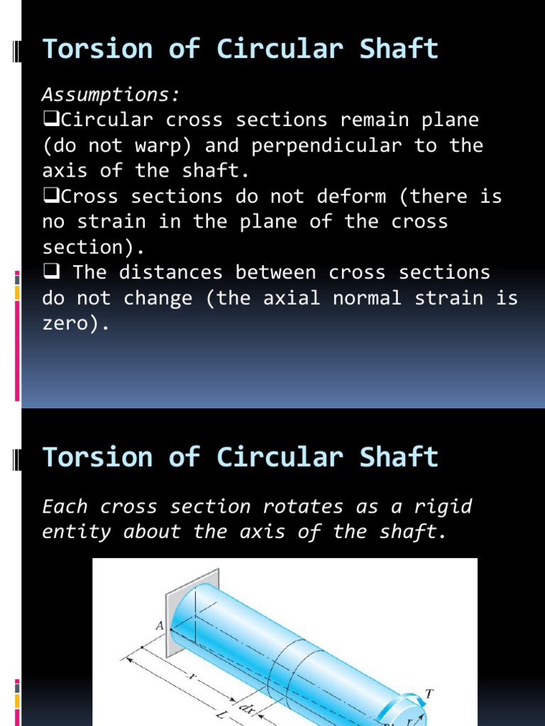 Torsion of Circular Shaft: Assumptions | PDF