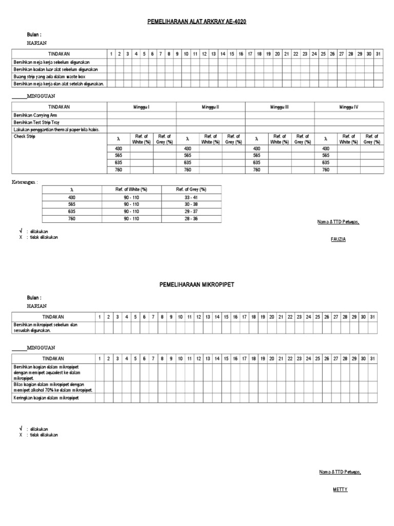 Pemeliharaan Alat Arkray Ae-4020 | PDF
