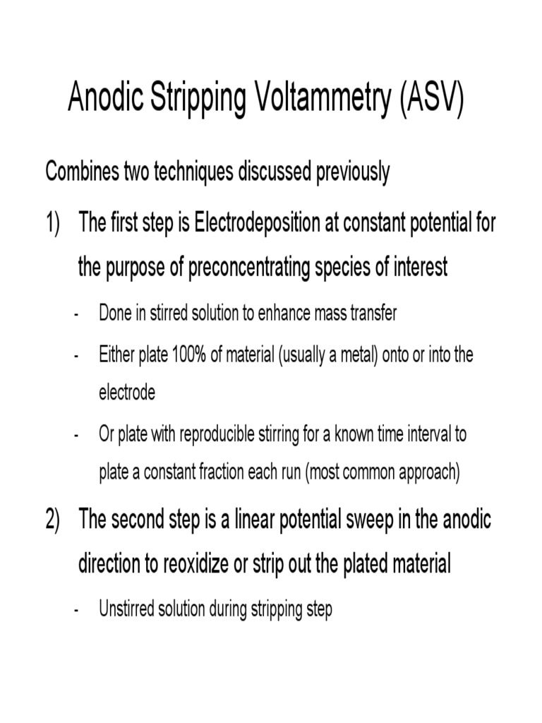 An Introduction to Anodic Stripping Voltammetry (ASV) and its Applications for Trace Metal ...