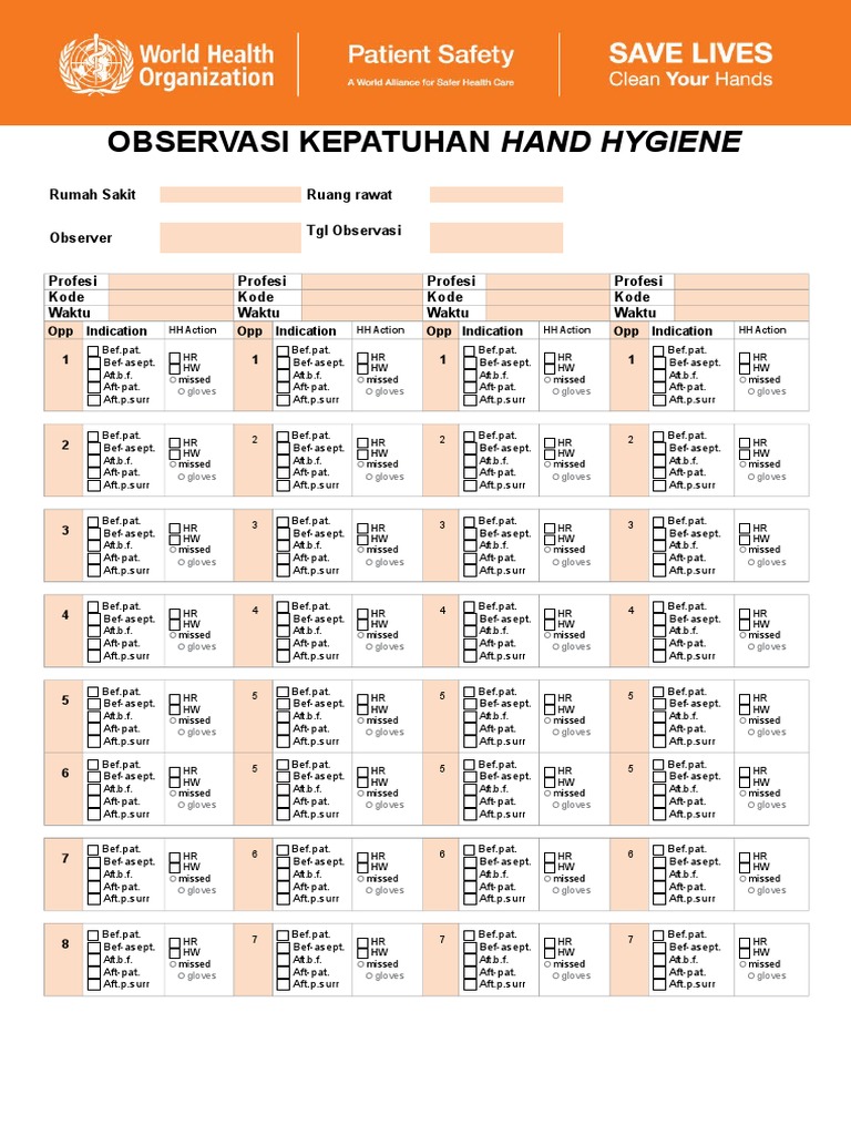 Hand Hygiene Compliance Observation Form | PDF
