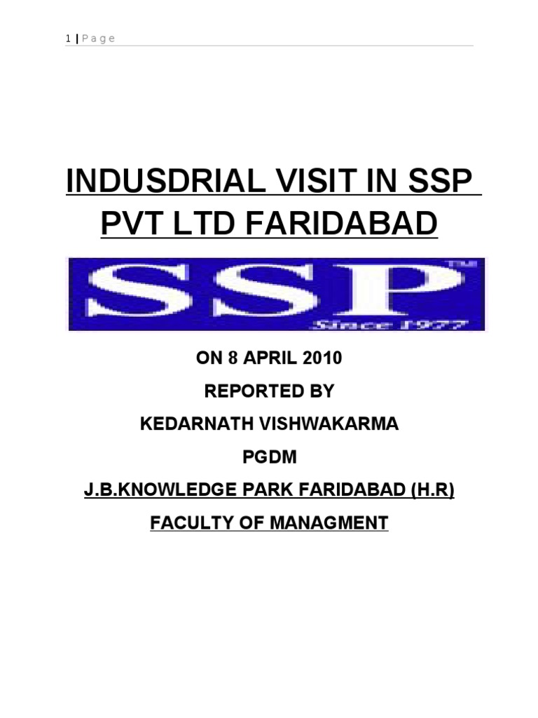 Indusdrial Visit in SSP PVT LTD Faridabad | PDF | Powdered Milk | Soybean