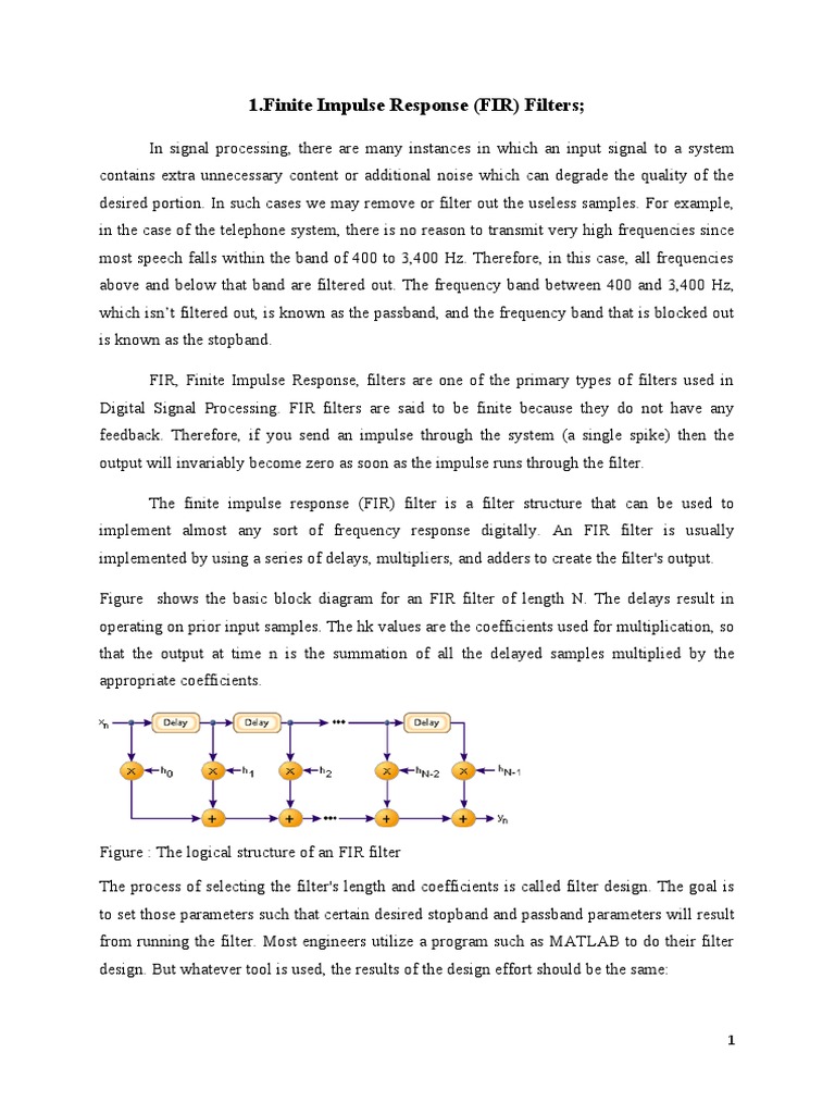 1finite Impulse Response Fir Filters Pdf Filter Signal