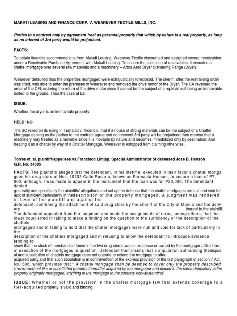 Chattel | PDF | Promissory Note | Mortgage Law