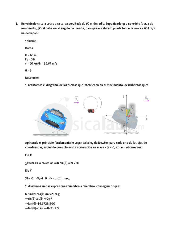 Ángulo de Peralte en Curvas Sin Rozamiento | PDF