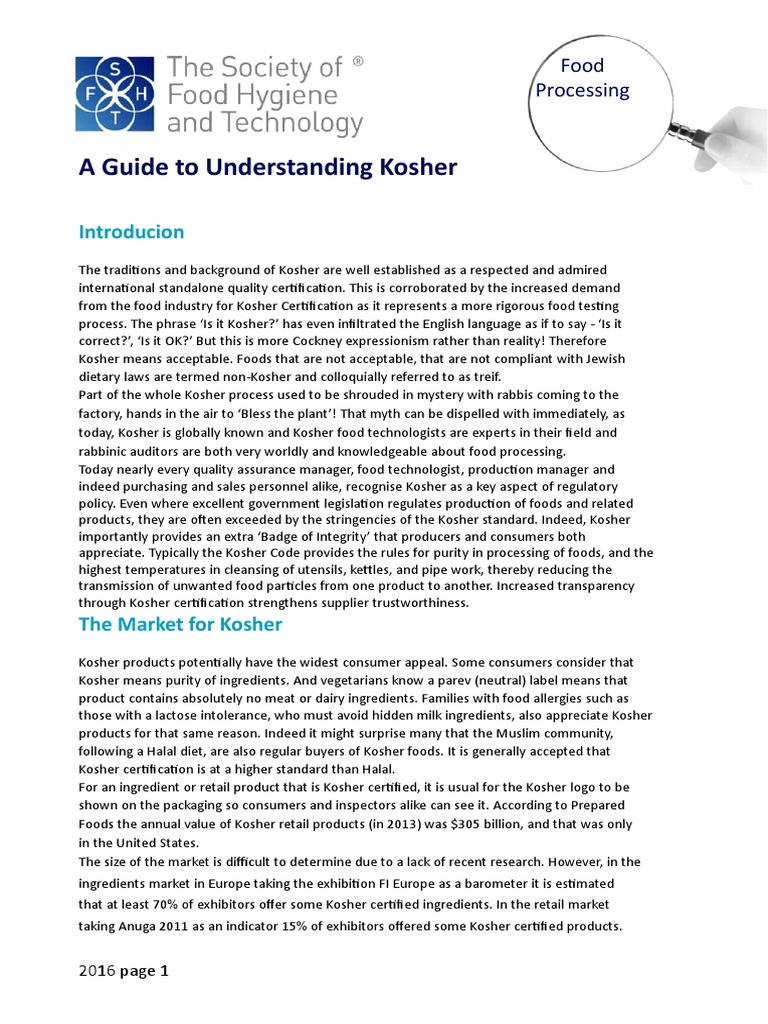 A Guide To Understanding Kosher: Introducion | PDF | Foods | Food And Drink