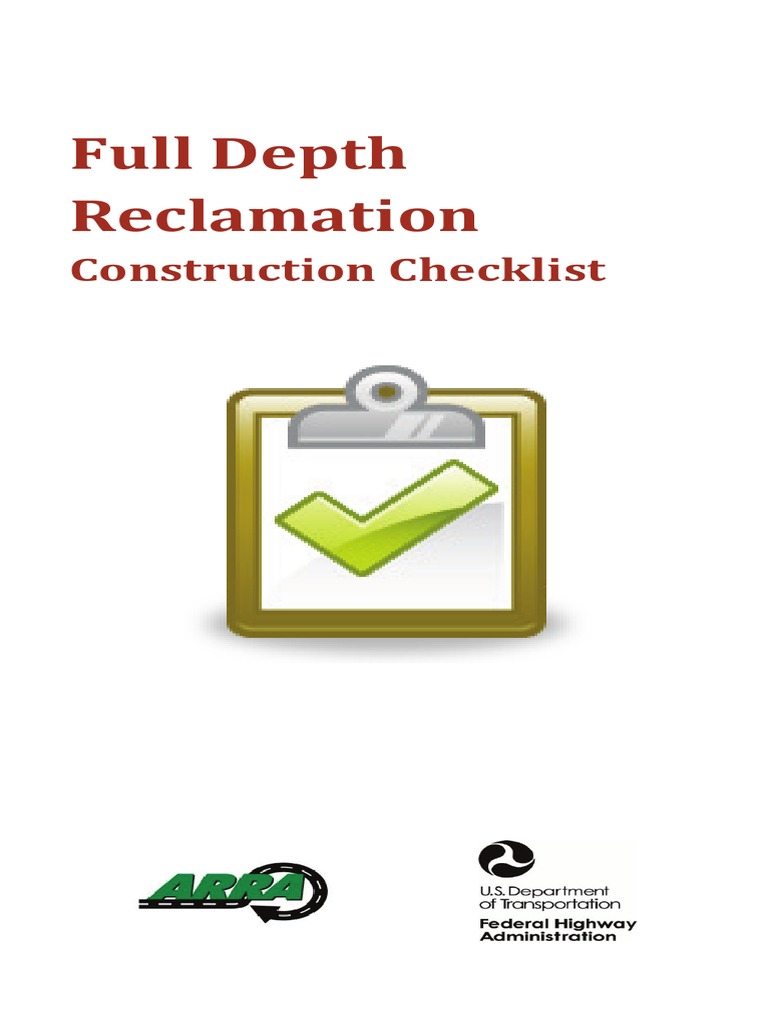 Full Depth Reclamation: Construction Checklist | PDF | Road Surface | Asphalt