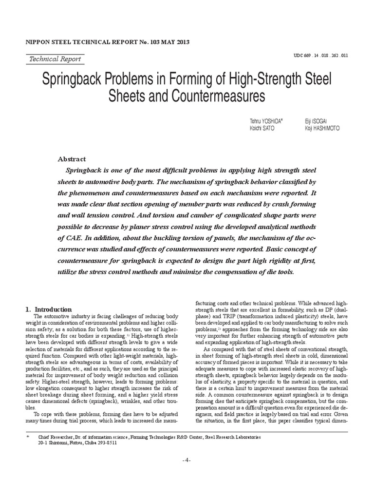 Springback Problems in Forming of High-Strength Steel Sheets and ...