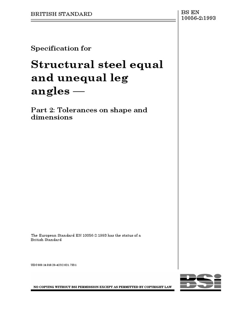 Structural Steel Equal and Unequal Leg Angles - : Specification For ...