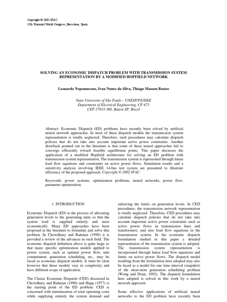 Solving An Economic Dispatch Problem With Transmission System ...