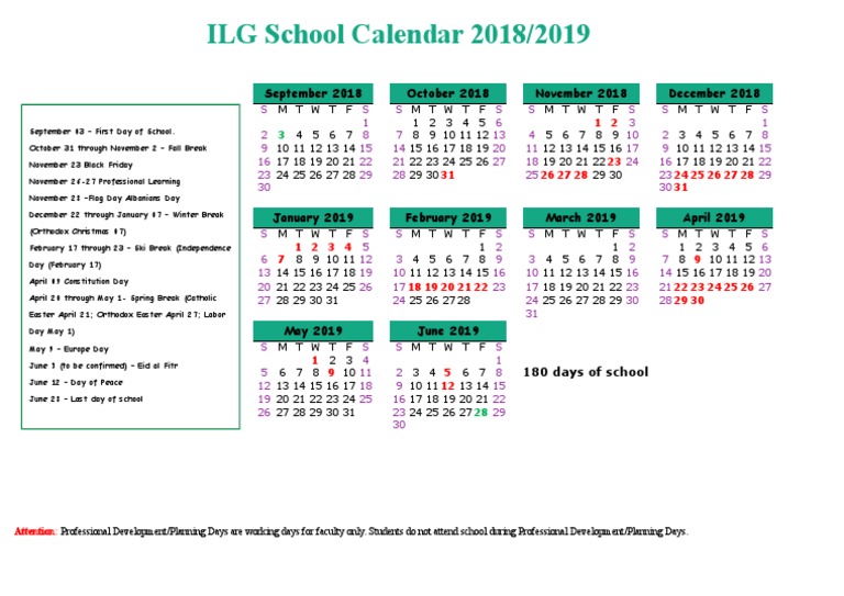 2018/2019 School Calendar & Holidays | PDF | Holidays | Observances