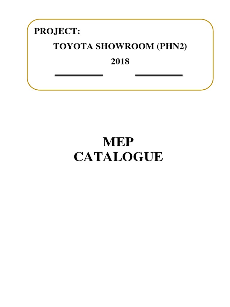 MEP Catalogue: Project: Toyota Showroom (Phn2) 2018 | PDF | Equipment ...