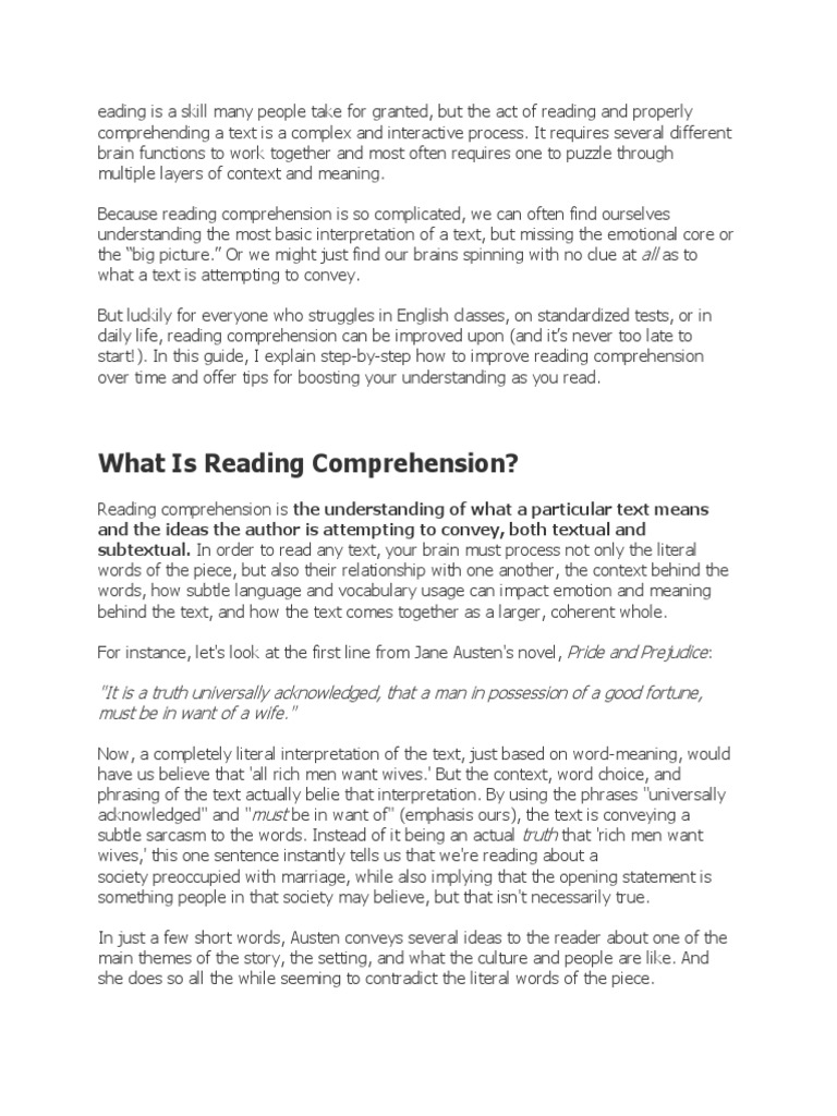Reading | PDF | Reading (Process) | Reading Comprehension