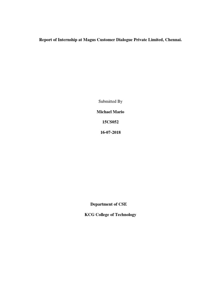 Report of Internship at Magus Customer Dialogue Private Limited ...