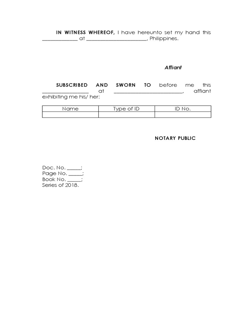 at - , Philippines.: IN WITNESS WHEREOF, I Have Hereunto Set My Hand ...