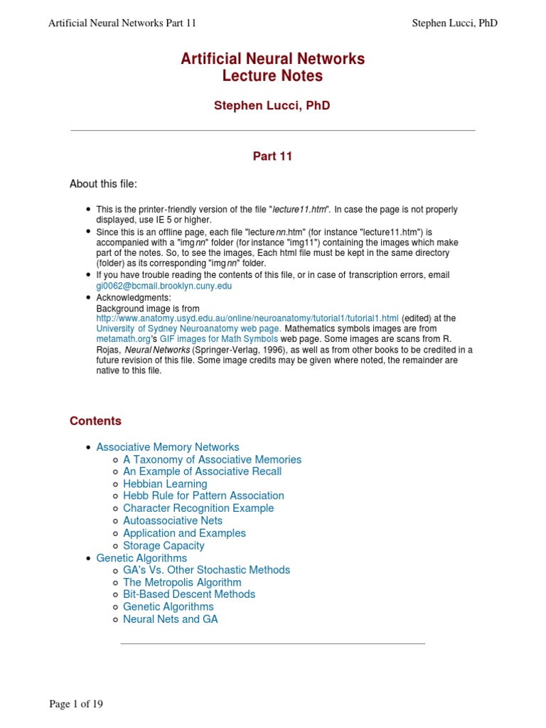 Artificial Neural Networks Associative Memory | PDF | Artificial Neural Network | Memory