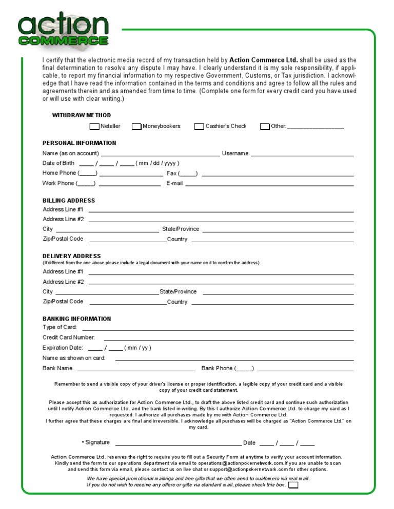 Security Form | PDF | Mail | Credit Card