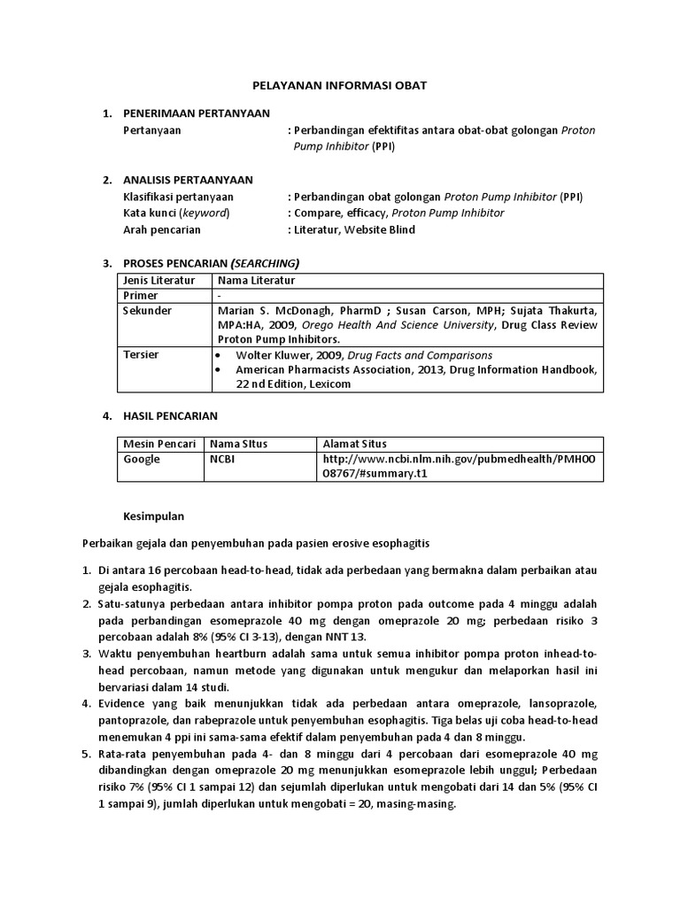 Perbandingan Efektivitas Obat-obat Golongan Proton Pump Inhibitor (PPI ...