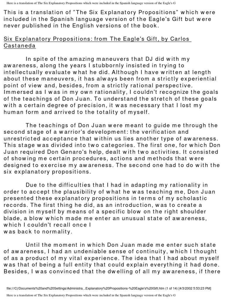 Carlos Castaneda - Missing Chapter From Carlos Castaneda's Eagles Gift ...