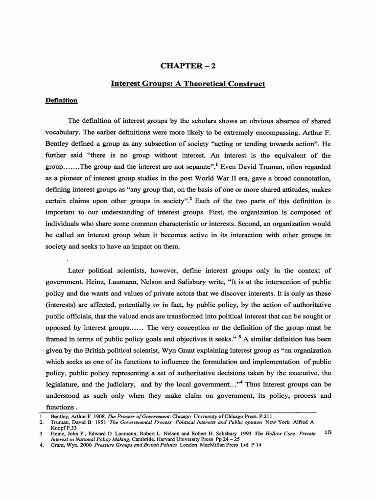 Chapter-2 Interest Groups: A Theoretical Construct | PDF | Advocacy ...