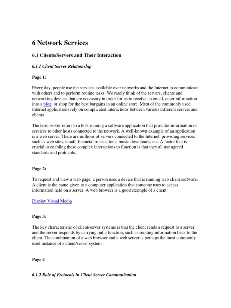6 Network Services: 6.1 Clients/Servers and Their Interaction | PDF ...